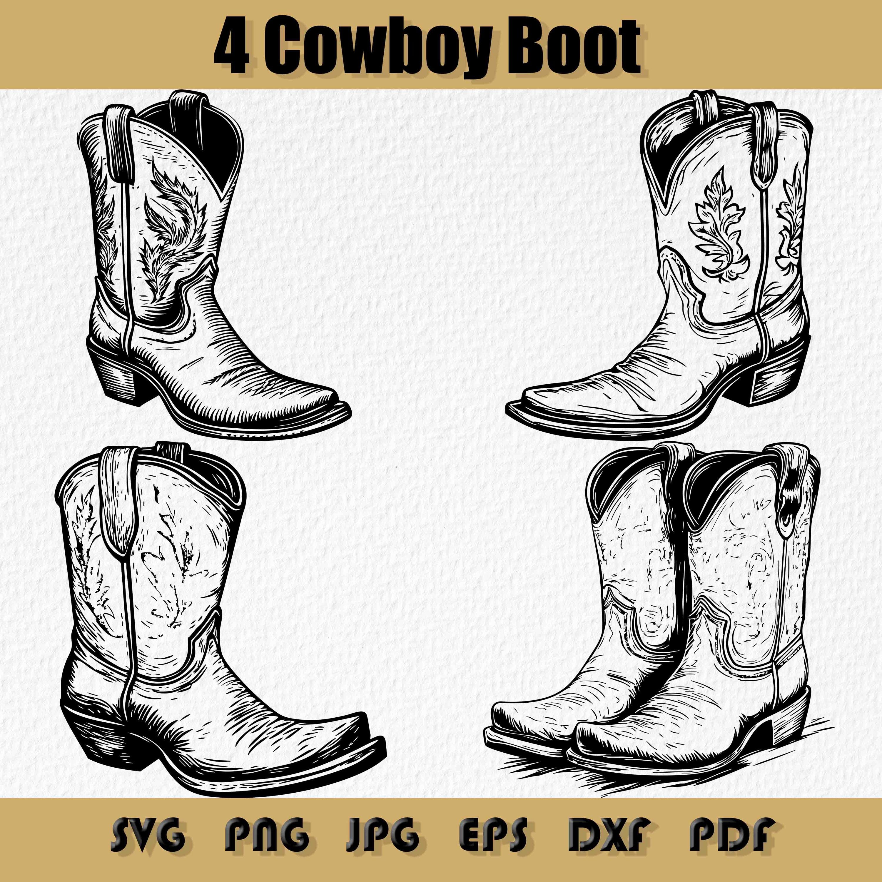 Cowboy Boot Svg Bundle,cowgirl Boot Svg, Dxf, Png, Jpg, Floral Boots ...