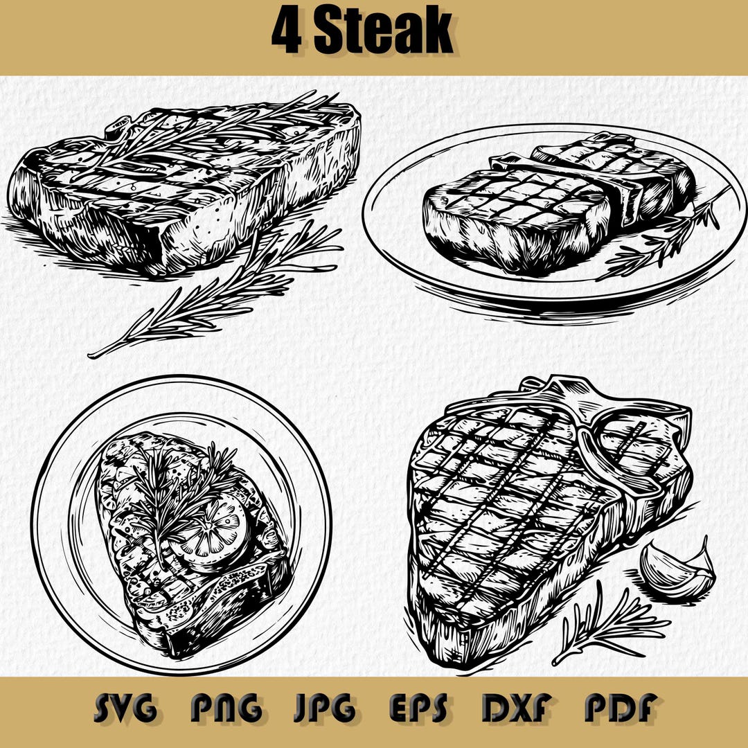 Steak Svg Bundle,meat Svg, Food Clipart Cuts of Meat Svg,steak Clipart ...