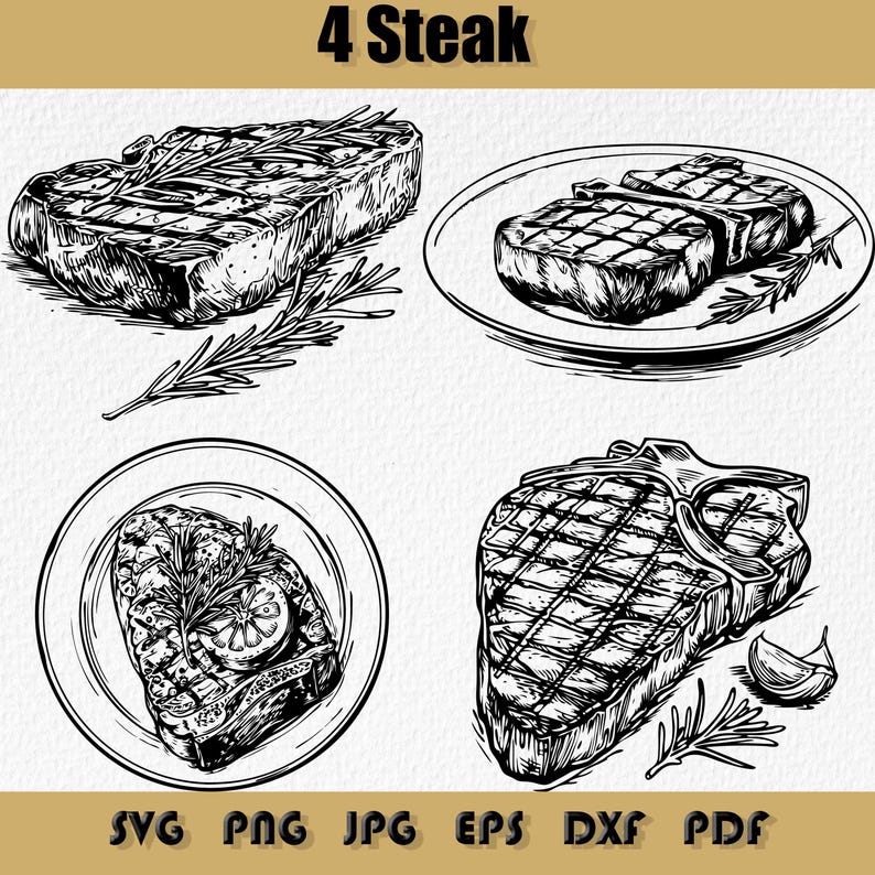 Steak Svg Bundle,meat Svg, Food Clipart Cuts of Meat Svg,steak Clipart ...