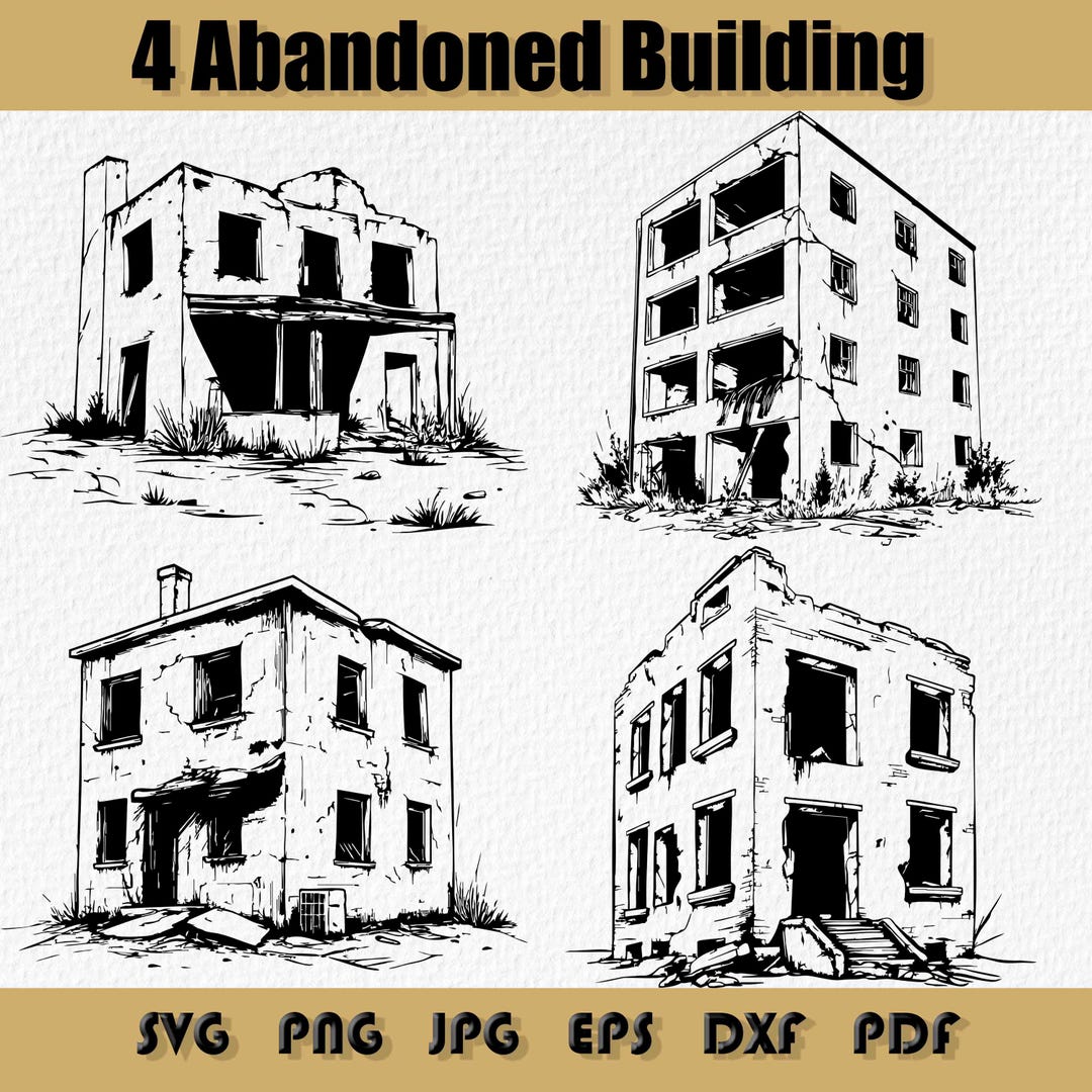 Abandoned Building Svg Bundle,png,haunted Ruins Clipart,post ...