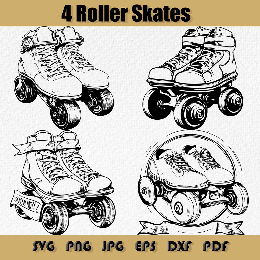 Retro Roller Skate SVG Bundle, Skate Design, Laser Cut, Print (digital ...