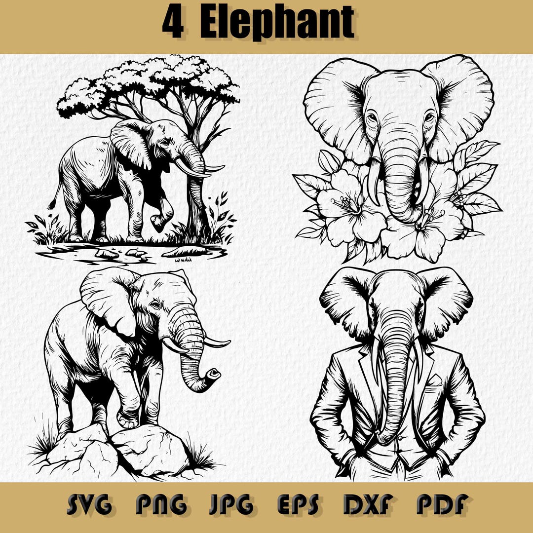 Elephant Svg Bundle,png,safari Scene Svg,elephant Svg Files,floral ...