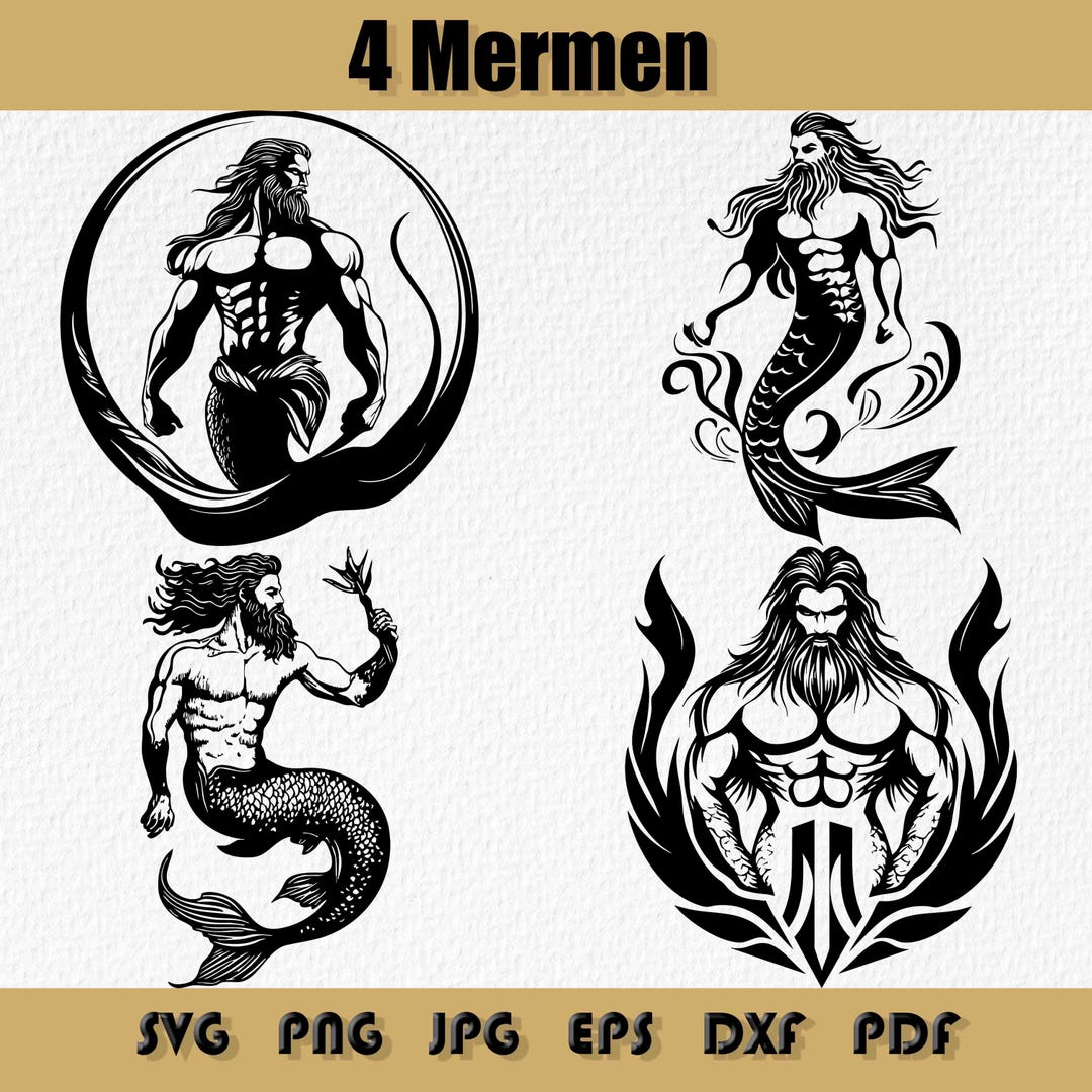 Mermen Svg Bundle, Monogram Mermen Svg, Mermen Heart Svg, Mermen Design ...