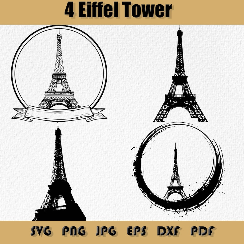 Eiffel Tower Svg Bundle, Eiffel Tower Silhouette,eiffel Tower Clipart ...