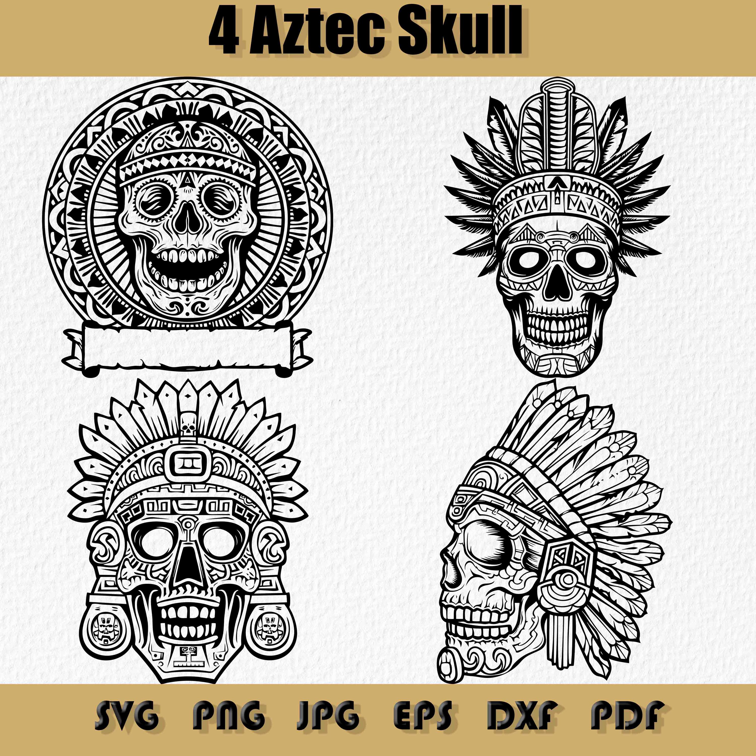 Unique Aztec Skull Svg,aztec Skull Svg Bundle,aztec Skull Warrior Svg ...