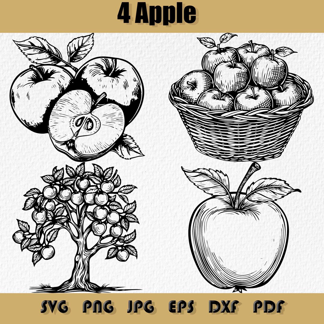 Apple SVG Bundle: Tree, Basket, Fruit Clipart (digital Download) - Etsy