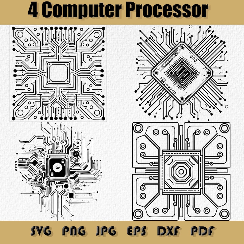 Computer Processor SVG Bundle: Circuit Board Tech Designs (digital ...