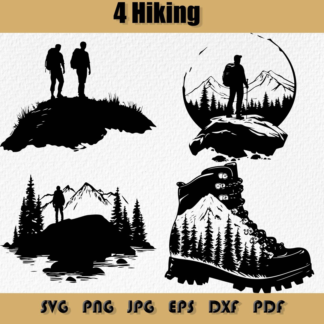 Hiking Svg Bundle,png,forest Scene Svg,mountain Hiker Svg, Instant ...