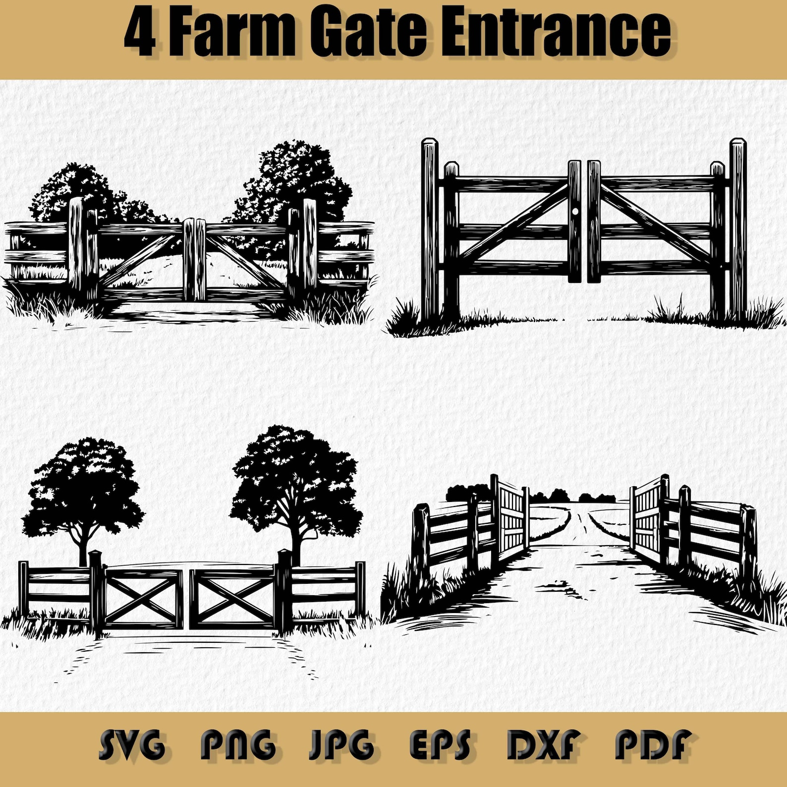 Farm Gate Entrance Svg Bundle,png,farm Gate Entrance Ranch Barrier ...