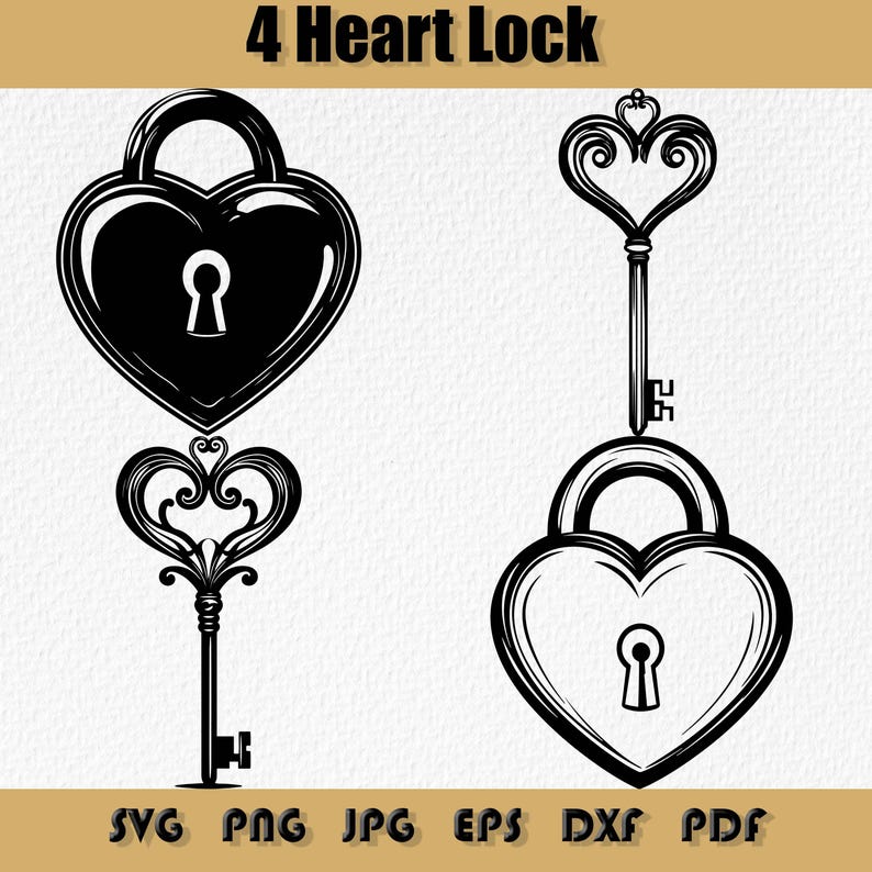 Heart Lock Svg Bundle,love Heart Png for Cricut ,silhouette,valentine's ...