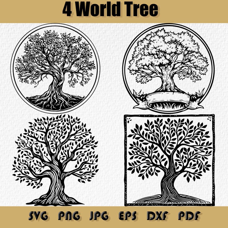 World Tree Svg,tree of Life Svg,norse Mythology Tree Svg,geometric Tree ...