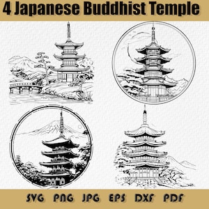 Japanese Buddhist Temple Svg,chinese Pagoda Temple Svg,asian Temple SVG ...
