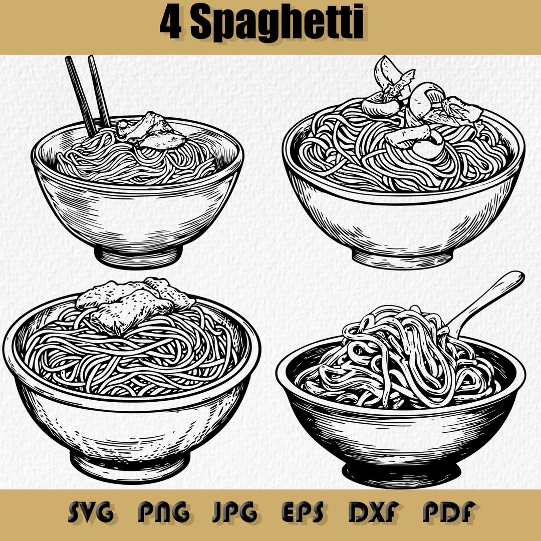 Spaghetti Svg Bundle,pasta Png,spaghetti Bowl Svg,spaghetti Clipart ...