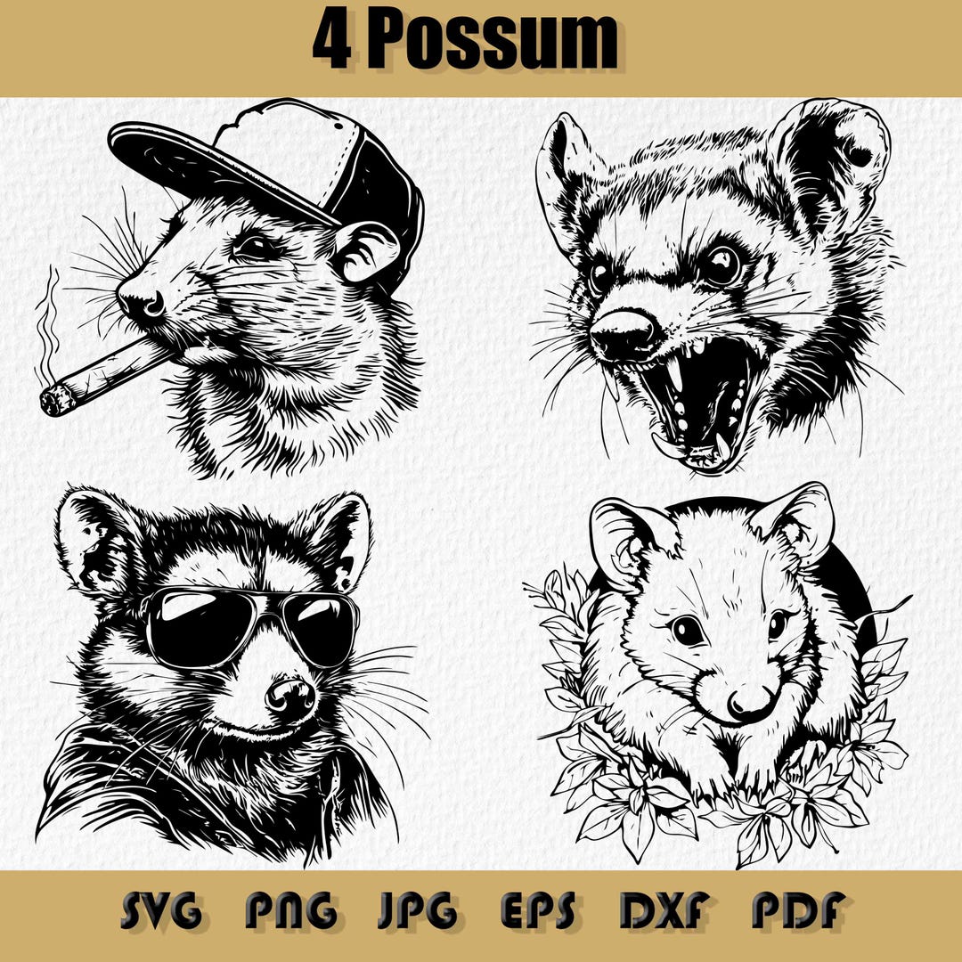 Possum Svg Bundle,flowering Possum , Possum Mullet With Sunglasses ...