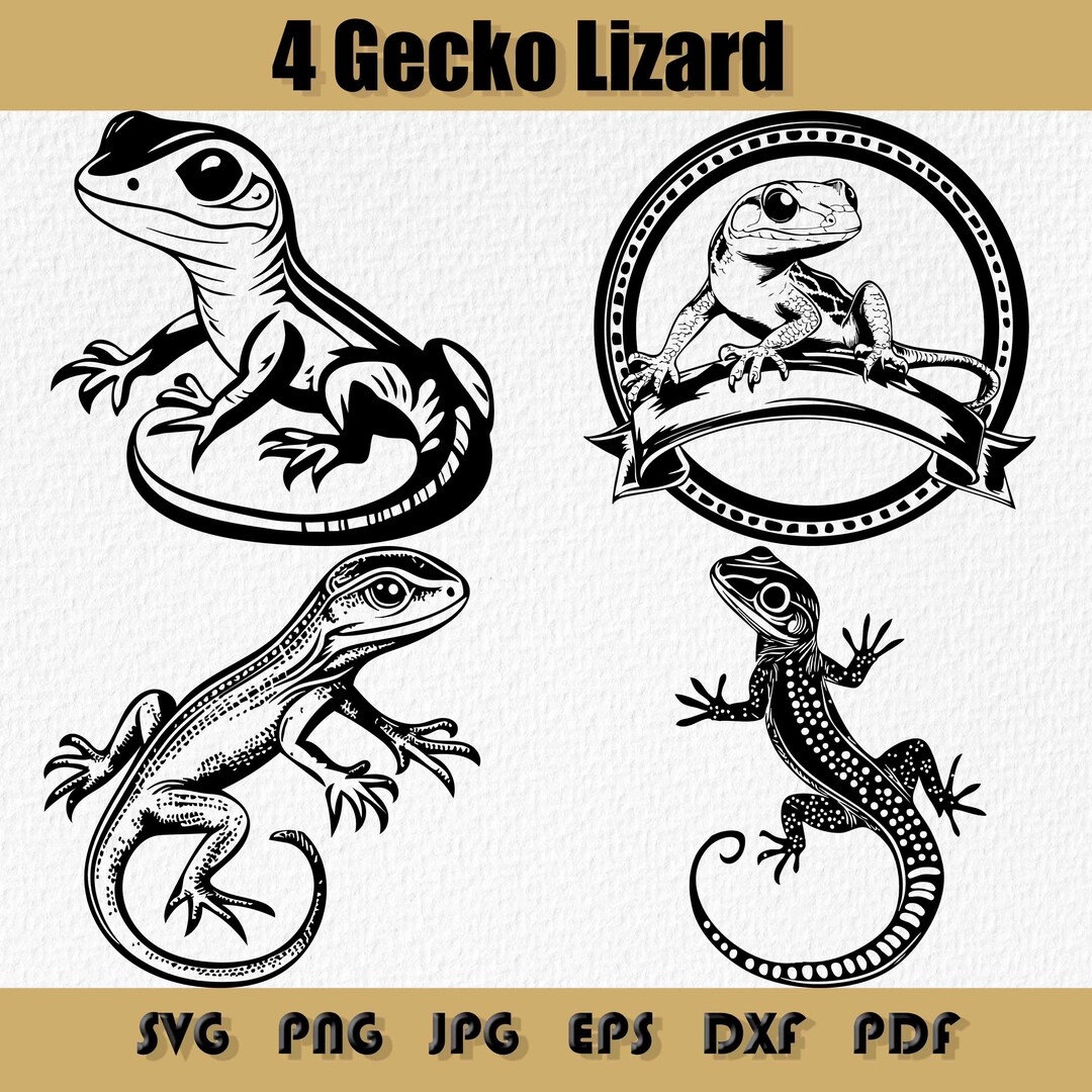 Gecko Lizard Svg Bundle, Gecko SVG, Lizard Clipart, Reptile Clipart ...