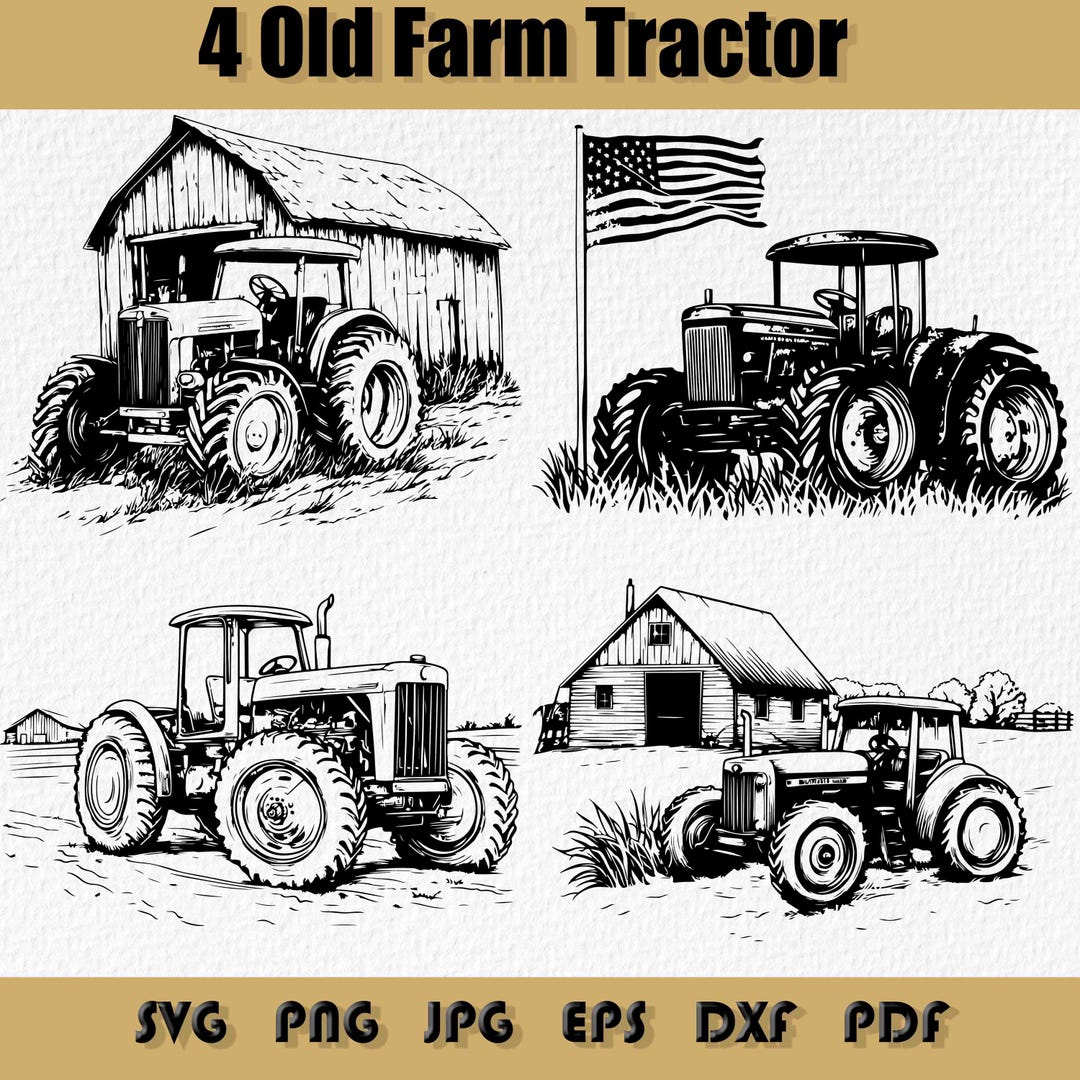 Old Farm Tractor Svg Bundle,png,classic,cricut,silhouette,farming Decal ...