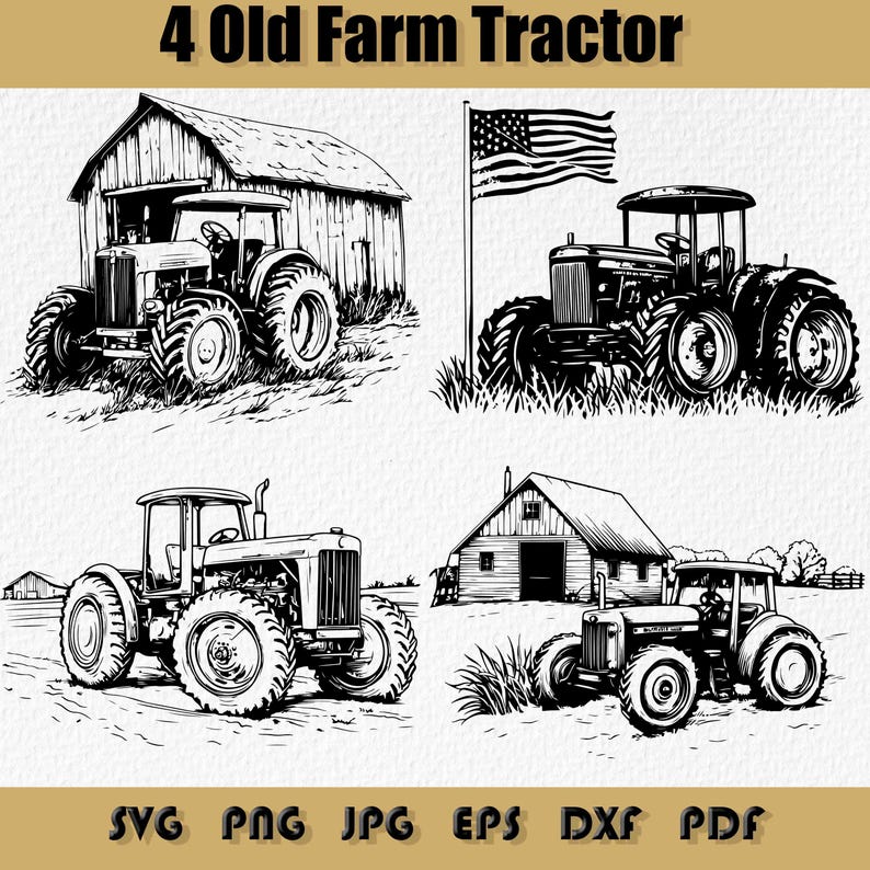 Old Farm Tractor Svg Bundle,png,classic,cricut,silhouette,farming Decal ...