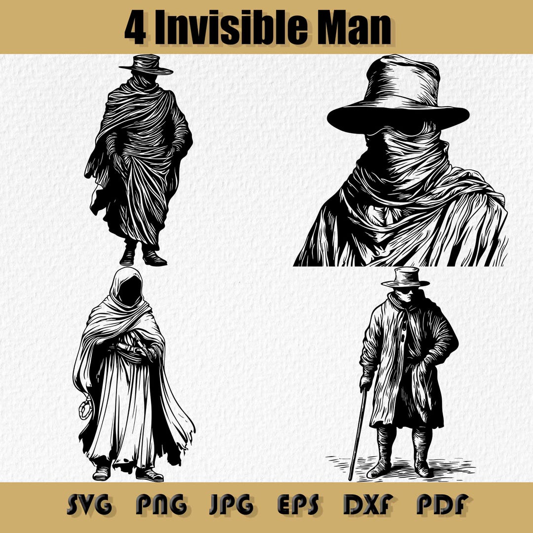 Invisible Man Svg Bundle, Horror Fiction SVG, Monster T-shirt Decal ...