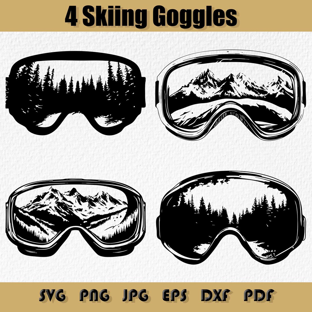 Skiing Goggles Svg Bundle,png,ski Goggles With Mountains Landscape ...