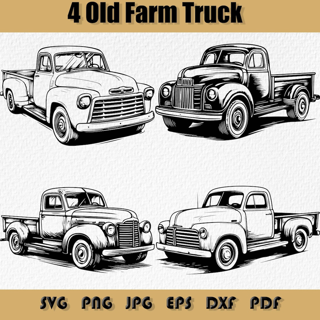 Old Farm Truck Svg Bundle,png,classic,cricut,silhouette,farming Decal ...