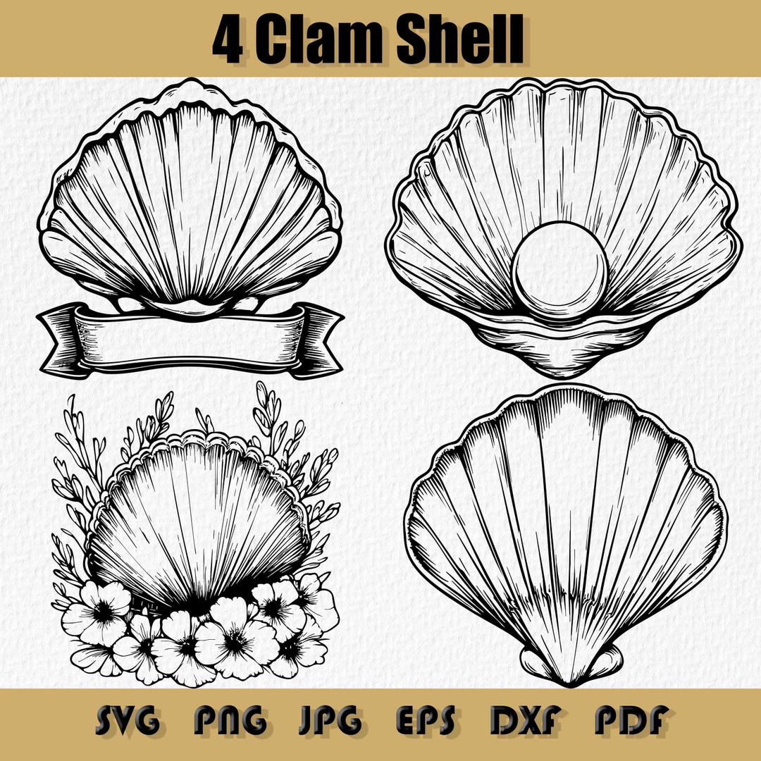 Clam Shell Svg Bundle,png,seashell Svg,seashell Cricut, Seashell ...