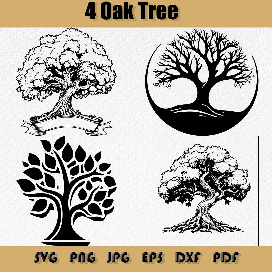 Oak Tree Svg Bundle,oak Tree PNG, Oak Trees Clipart,acorn Hardwood ...