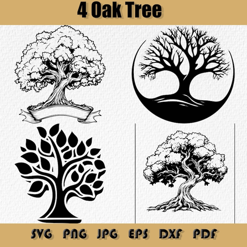 Oak Tree Svg Bundle,oak Tree PNG, Oak Trees Clipart,acorn Hardwood ...