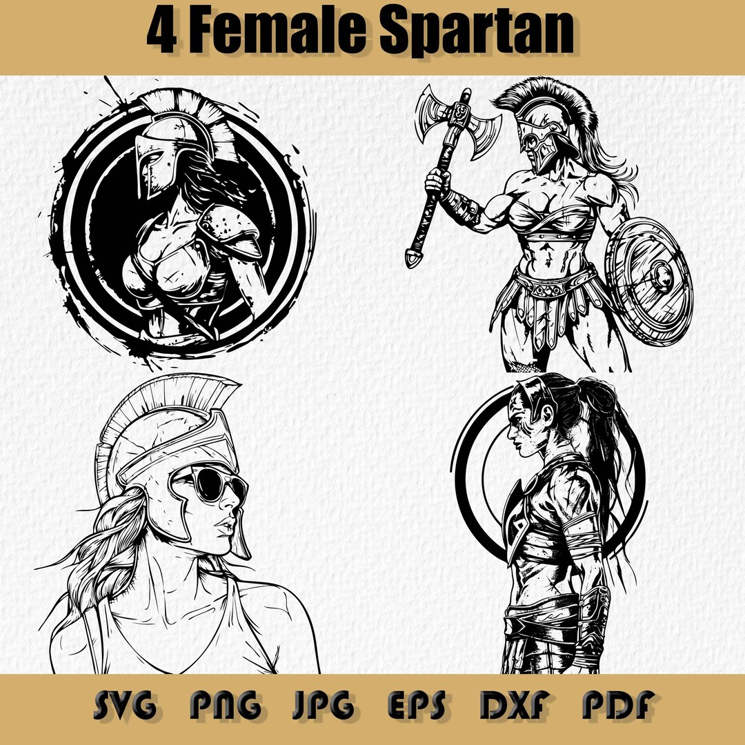 Female Spartan SVG Bundle,female Spartan Warrior Clipart,warrior Helmet ...