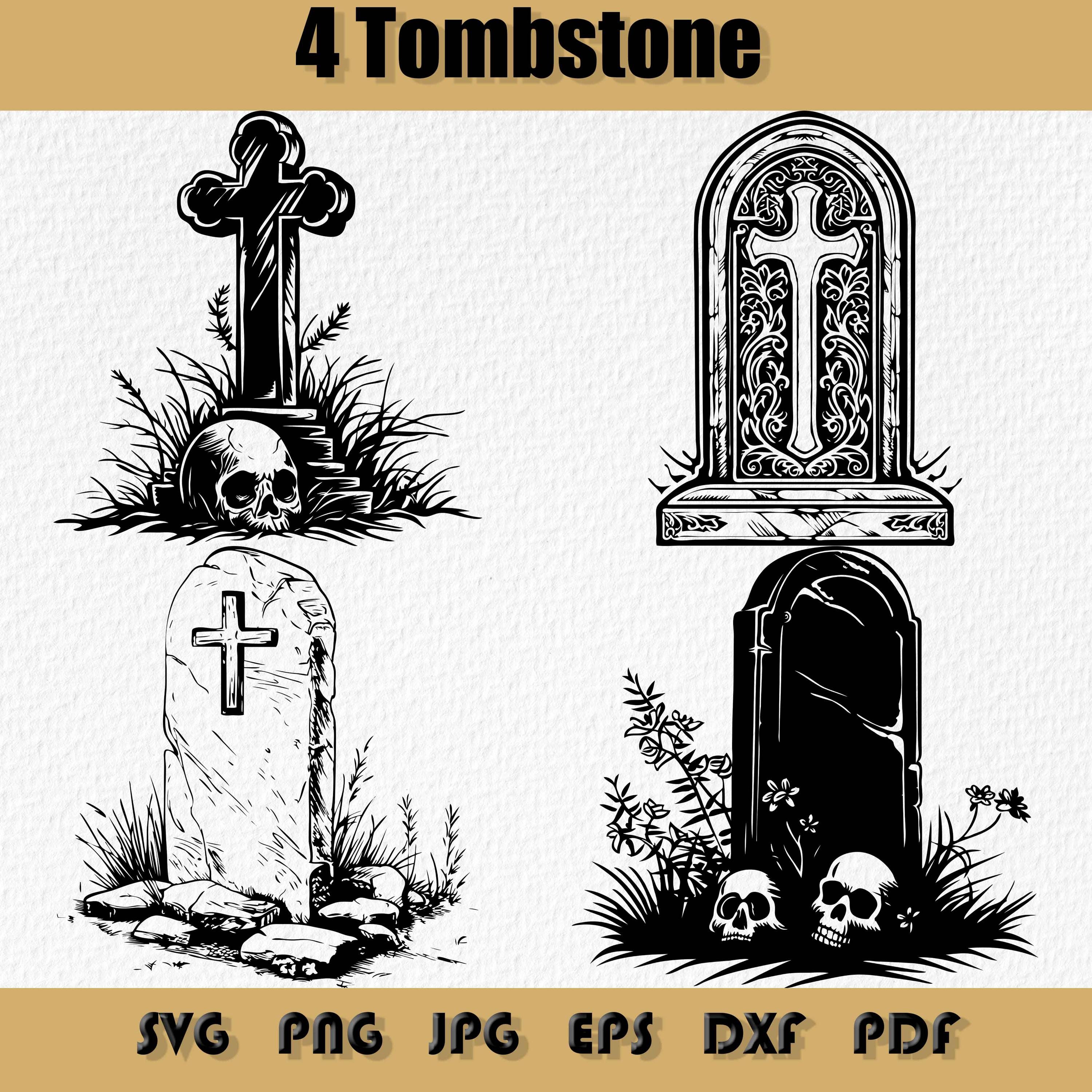 Tombstone Svg Bundle,graveyard Burial Cemetery Tombstones Headstones ...