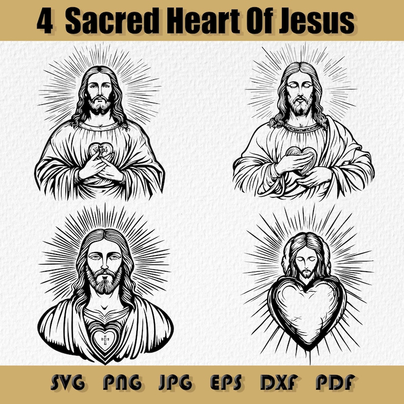 Sacred Heart of Jesus Svg Bundle,religion,faith, Instant Download ...