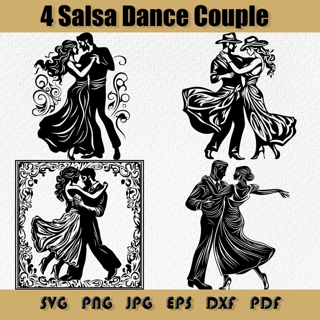 Salsa Dance Couple Svg Bundle,ballroom Dance SVG, Dancer Svg, Salsa Svg ...