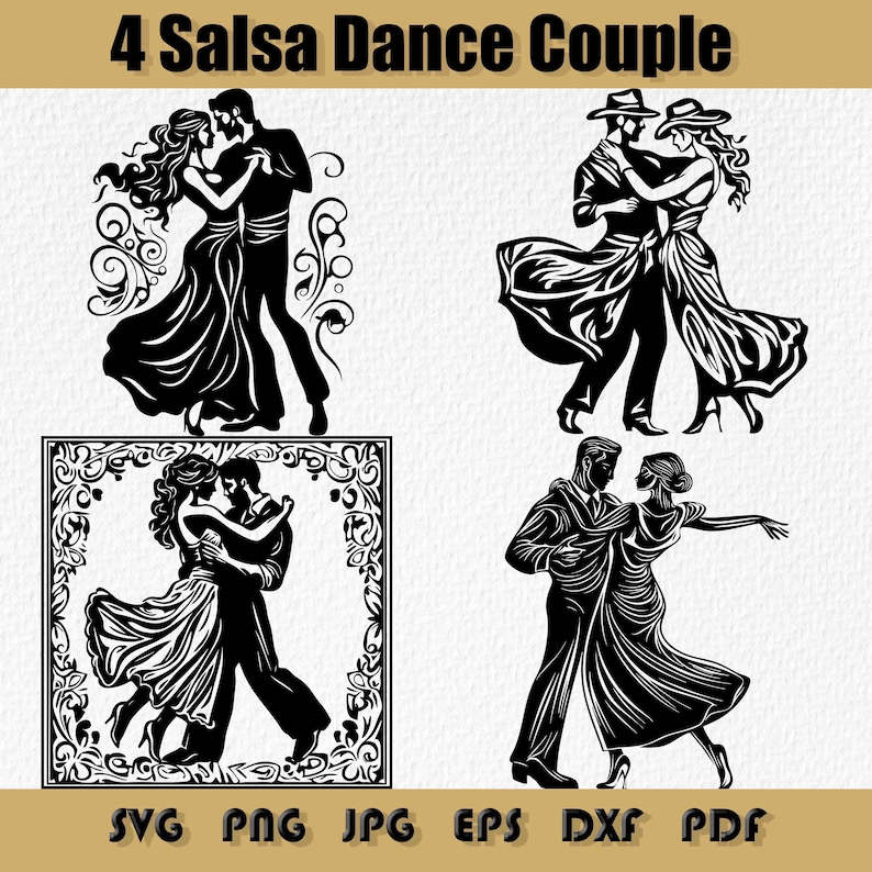 Salsa Dance Couple Svg Bundle,ballroom Dance SVG, Dancer Svg, Salsa Svg ...