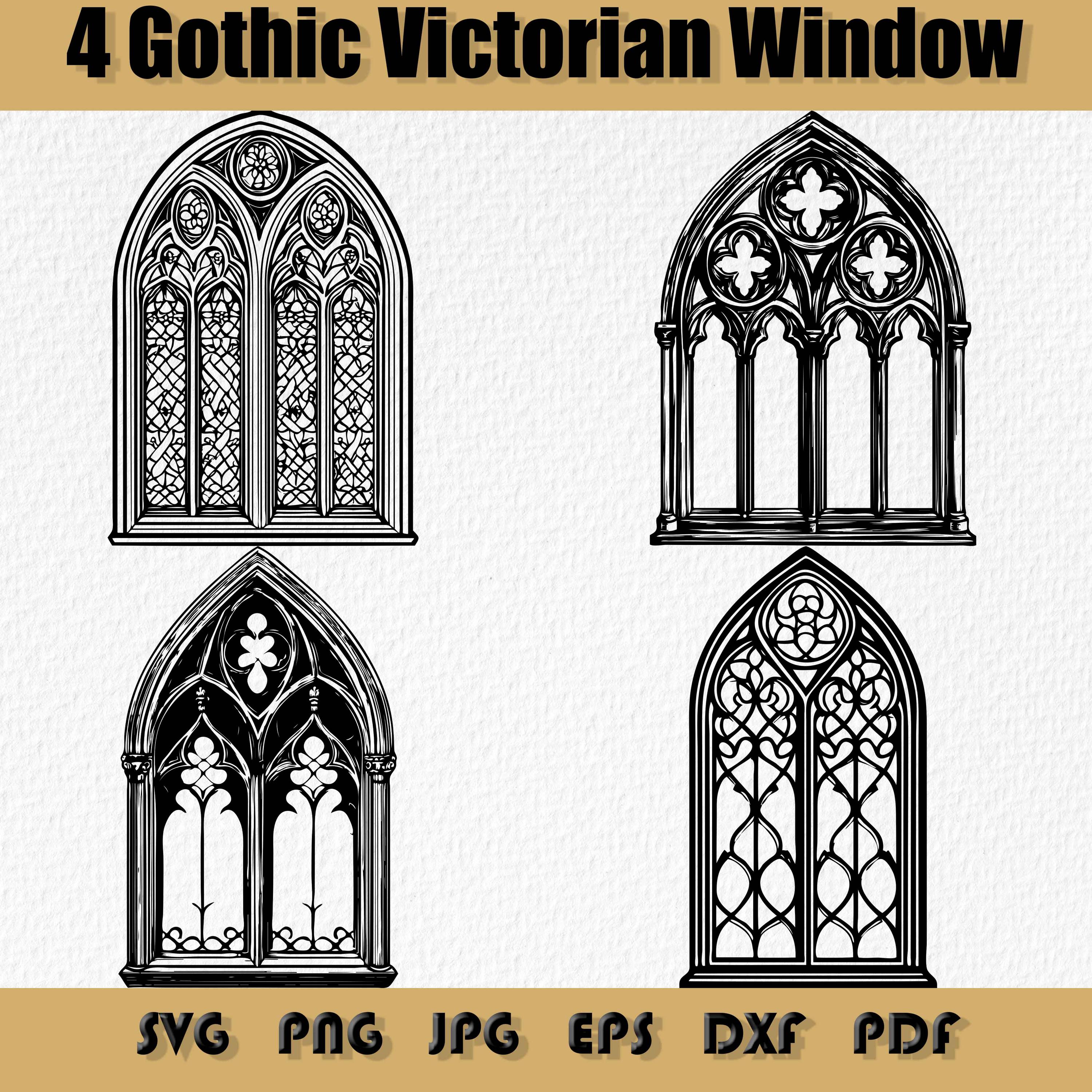 Gothic Victorian Window Svg Bundle,haunted Eerie Medieval Glass, Gothic ...