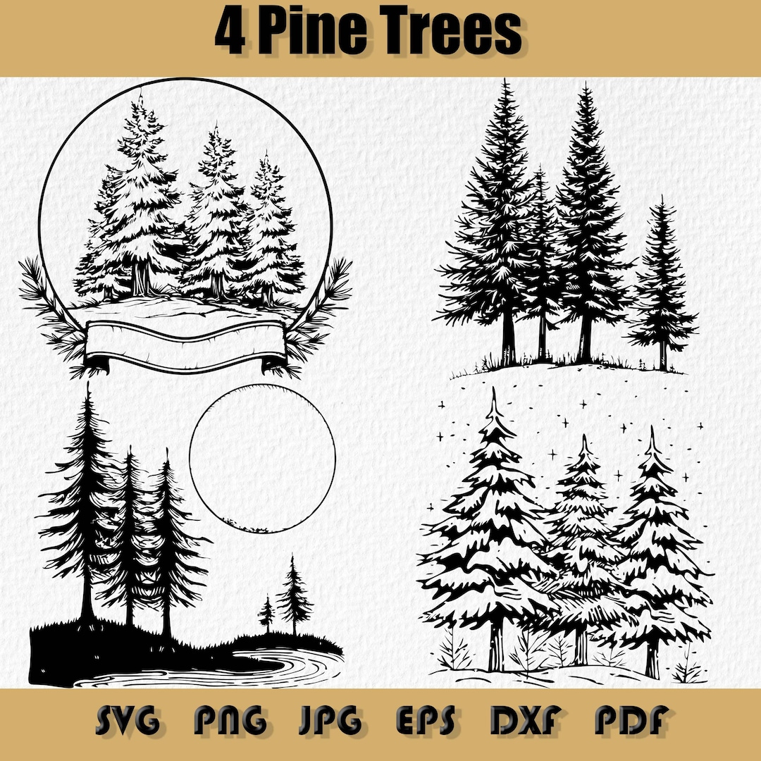 Pine Tree SVG Bundle: Silhouette Cut Files (digital Download) - Etsy
