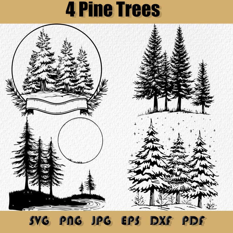 Pine Tree SVG Bundle: Silhouette Cut Files (digital Download) - Etsy