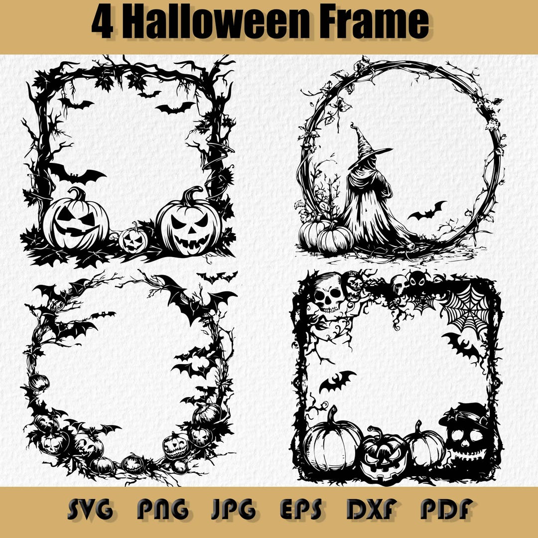 Halloween Frame Svg Bundle, Halloween Skull Svg Bundle,spooky Halloween ...
