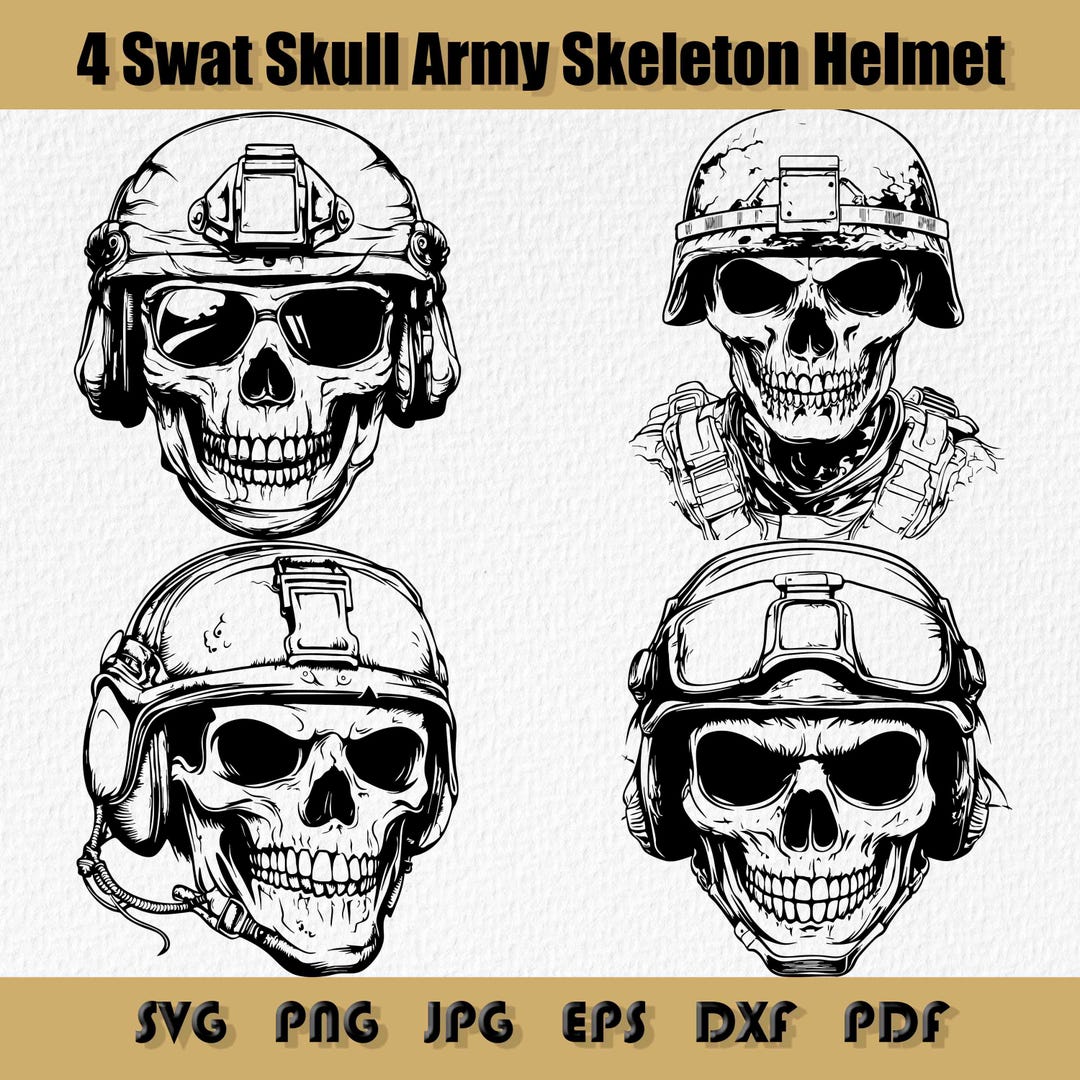 Swat Skull Helmet SVG Bundle: Army Skeleton Soldier (digital Files) - Etsy