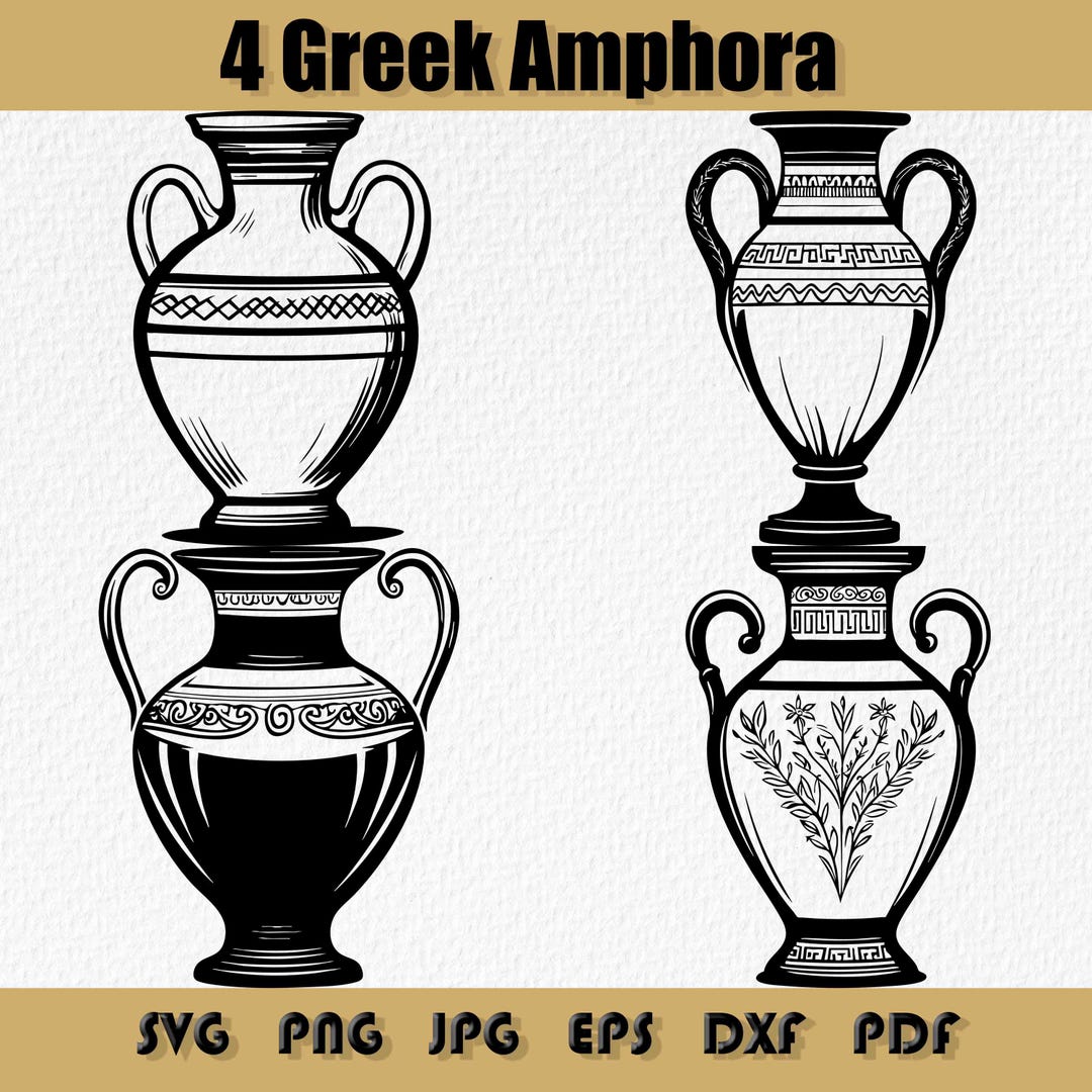 Greek Amphora Svg Bundle,ancient Pottery Svg ,mythology Jar Png,greek ...