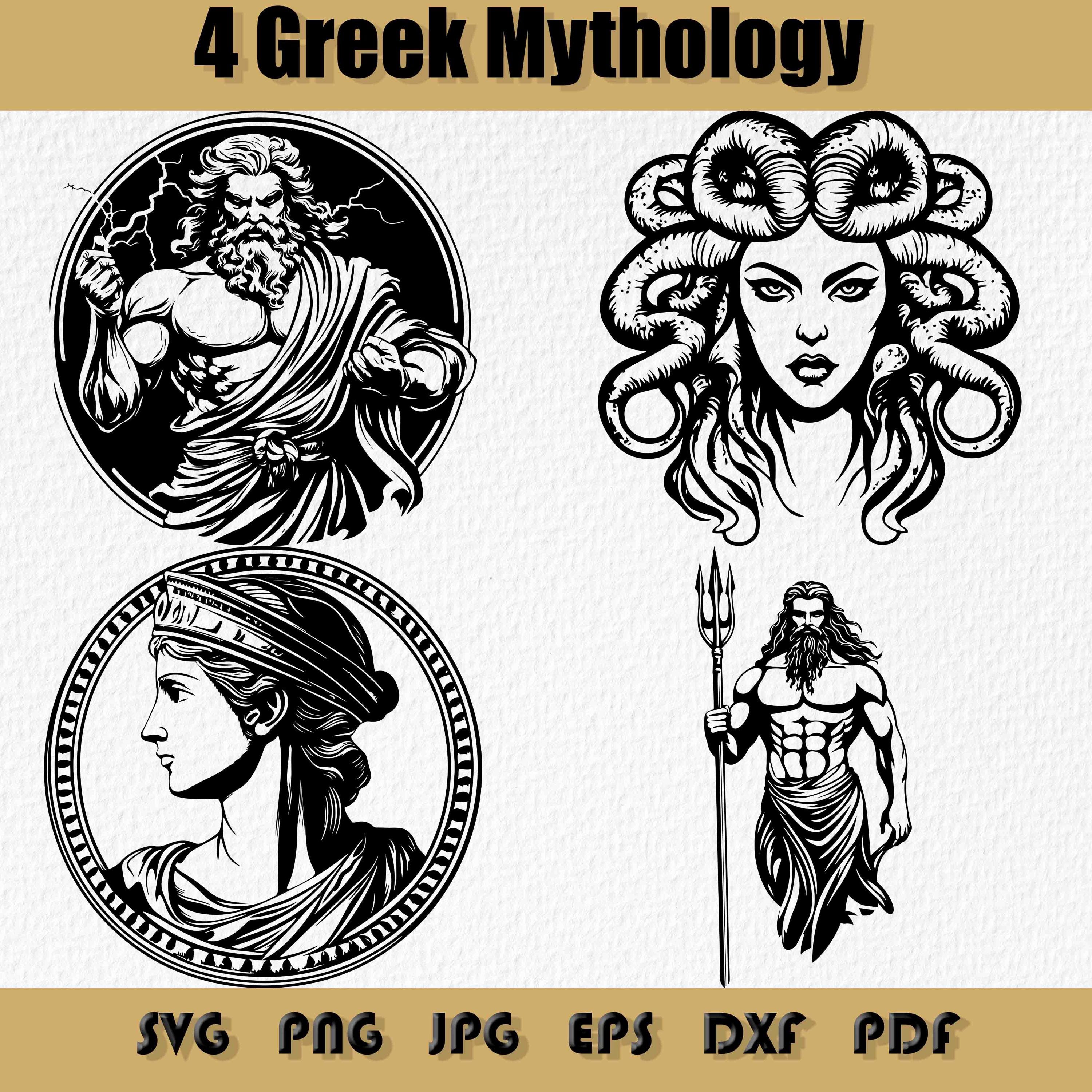 Greek Mythology Svg Bundle,png,medusa Svg,medusa Tattoo Svg,engraving ...