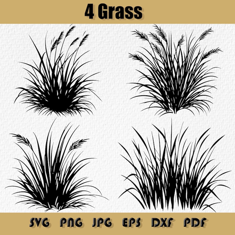 Grass Svg Bundle ,pampass Grass Svg, Grass Silhouette, Botanical Grass ...