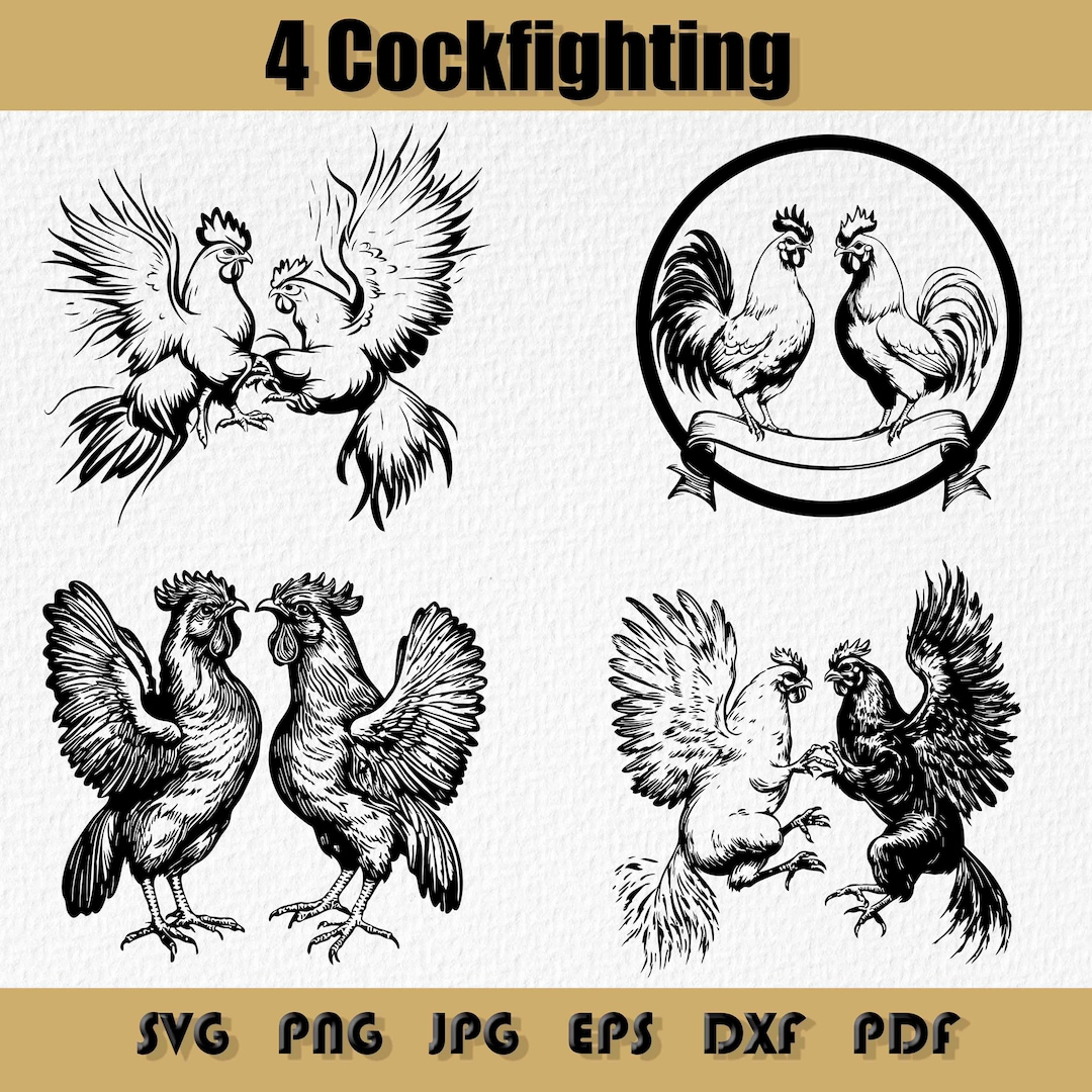 Cockfighting Svg Bundle, Fighting Rooster Svg, Fighter Chicken Svg,cock ...