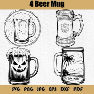 Beer Mug SVG Bundle: Halloween, Beach, Classic Designs (digital Files ...