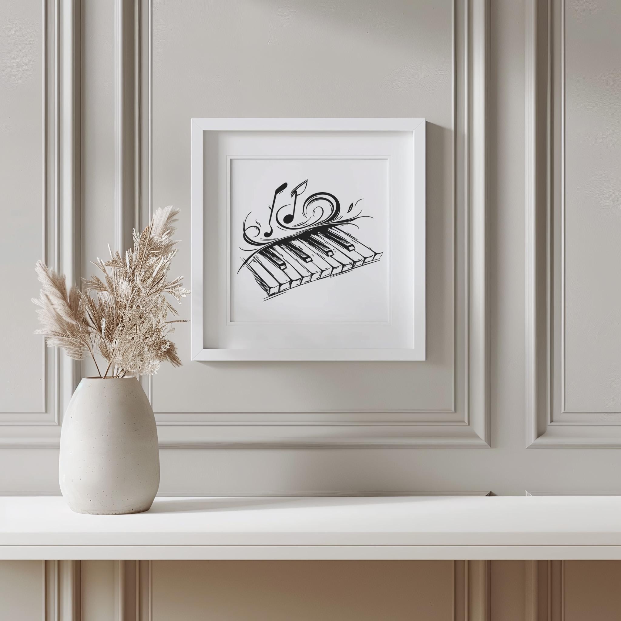 Piano Keys Treble Clef Svg Bundle,piano Keyboard With Music Notes Mug ...