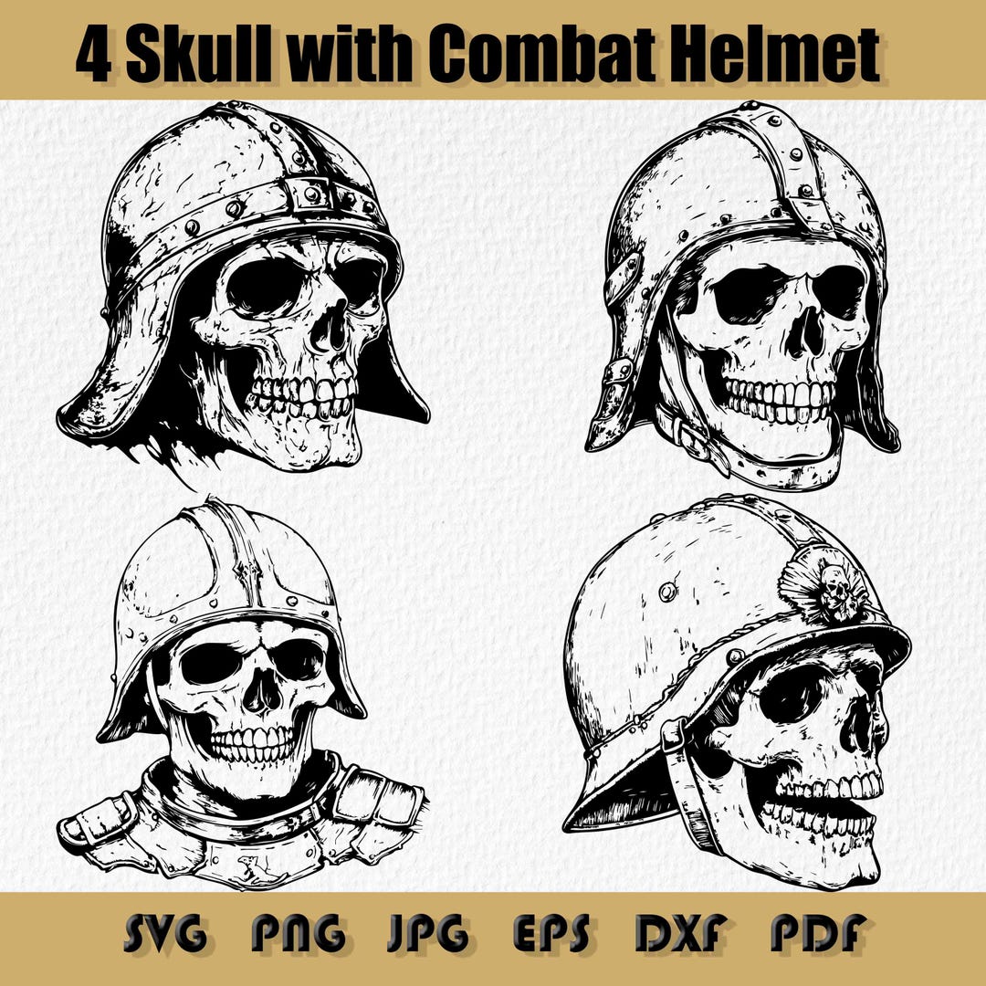 Skull With Combat Helmet SVG Bundle: Military Soldier Design (digital ...