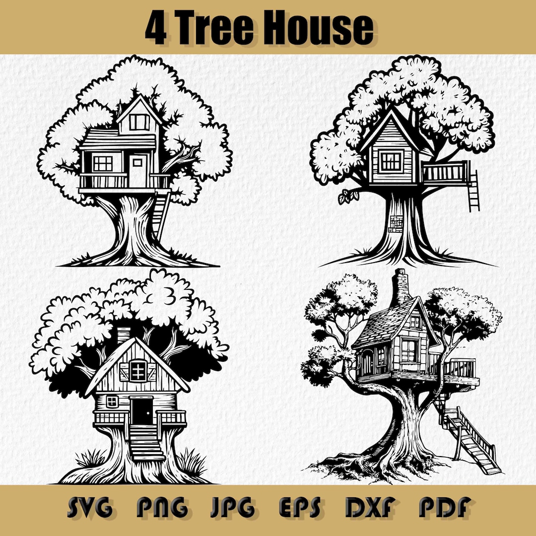 Tree House Svg Bundle,pack Treehouse PNG, Unique Children Art Treehouse ...