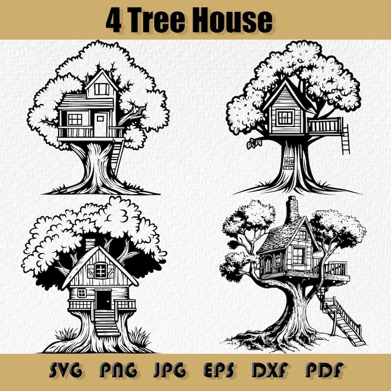 Tree House Svg Bundle,pack Treehouse PNG, Unique Children Art Treehouse ...