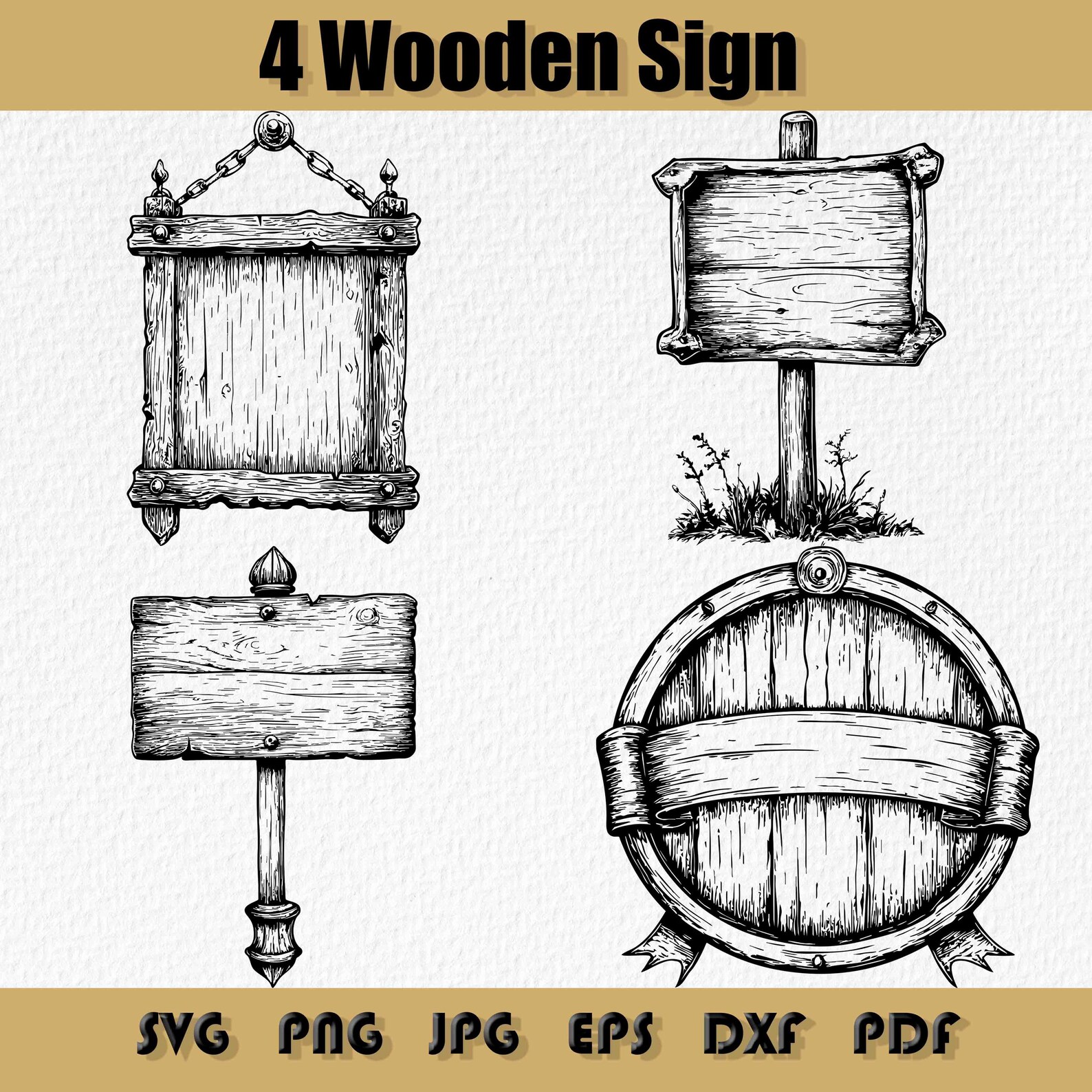 Historic Wooden Sign Svg Bundle,rustic Wood Sign Svg, Wood Slice Tree ...