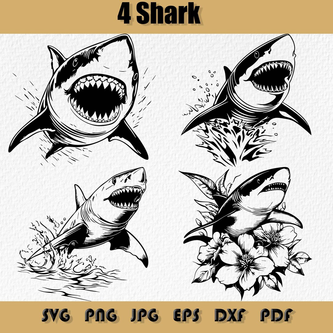 Shark Svg Bundle,png,shark in the Ocean Svg,great White Shark Svg,shark ...