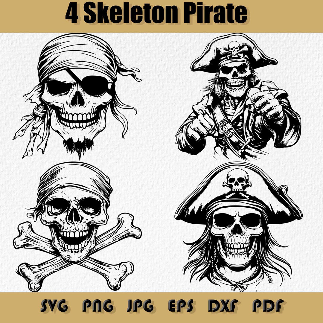 Skeleton Pirate Svg Bundle,png,skeleton Pirate Clipart,skeleton Svg ...