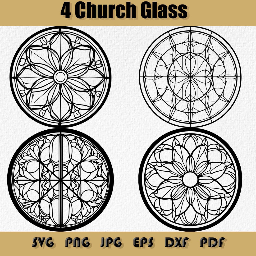 Church Glass Svg Bundle,png,mandala Gothic Rose Window, Church Rosette ...